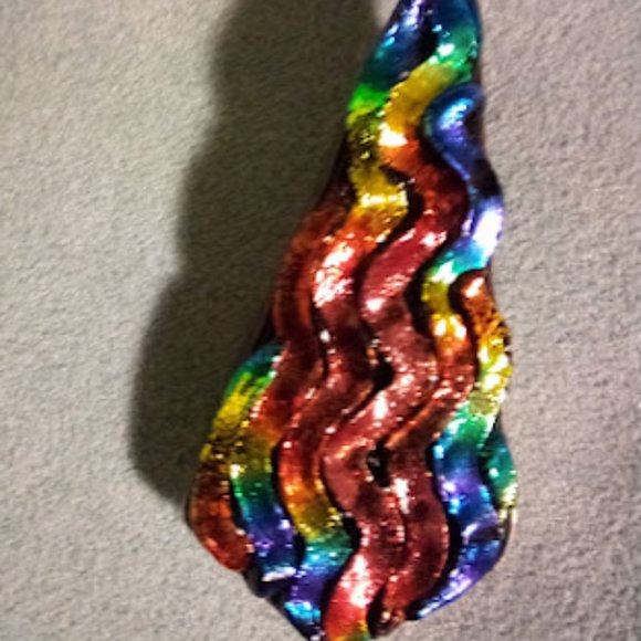 Jewelry | Dichroic Glass Squiggly Ribbon Pendant | Poshmark